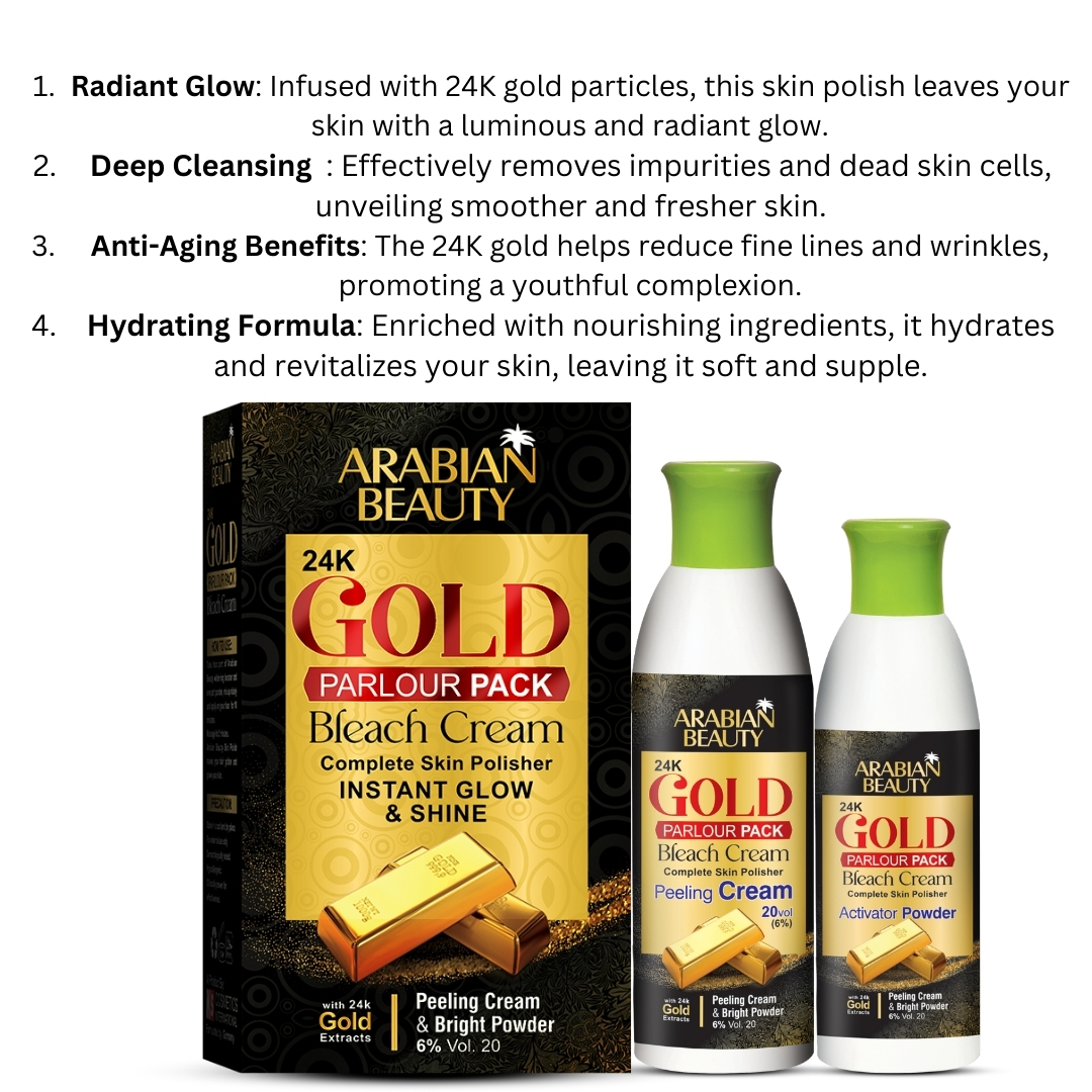 Arabian Beauty 24k Gold Bleach Parlour Pack - Radiant Skin in Minutes